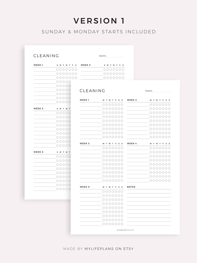Monthly Cleaning Checklist, Printable Cleaning Template, Cleaning ...