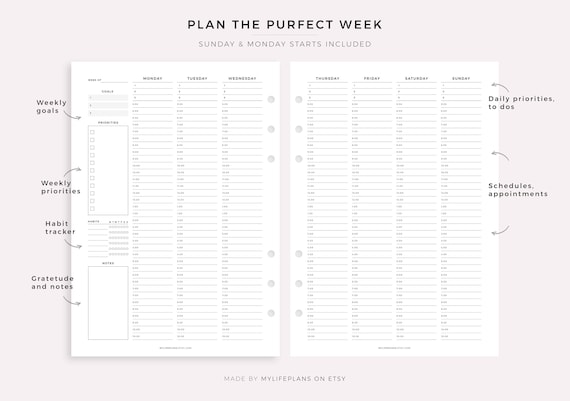 Weekplanner Met Afdrukbare Tijden Sjabloon Weekly Planner Design