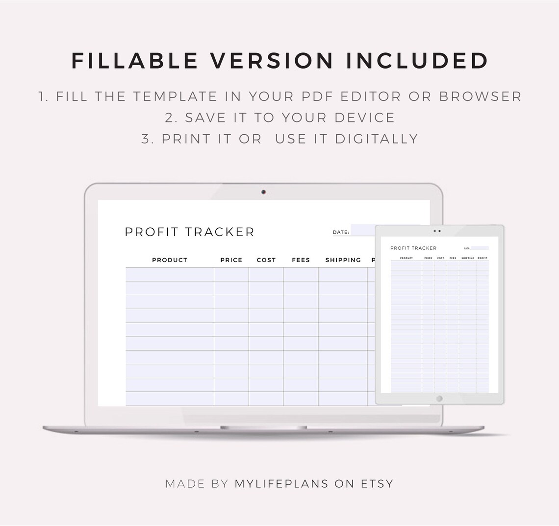 Profit Tracker Printable, Sales Profit Log, Profit Calculator, Sales ...