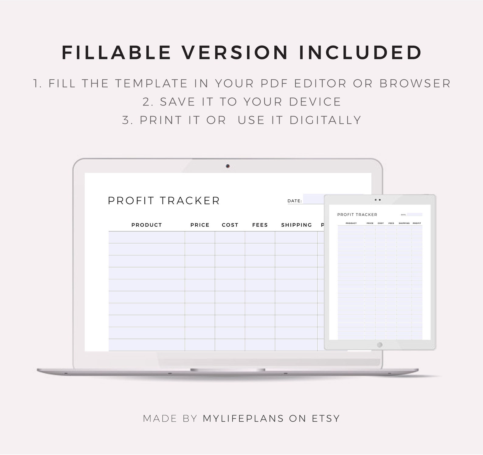 Profit Tracker Printable Sales Profit Log Profit Calculator - Etsy