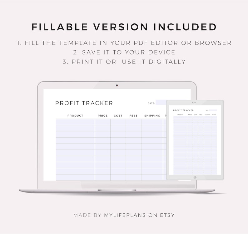 Profit Tracker Printable Sales Profit Log Profit Calculator - Etsy