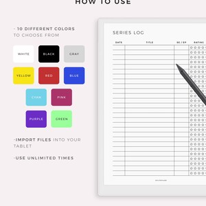 TV Series Log Template for Remarkable Paper Pro, Instant Download - Etsy