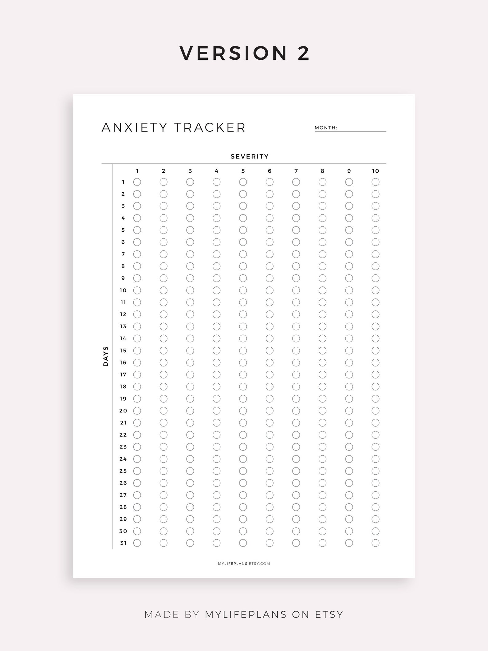 Anxiety Tracker Printable Template, Track Daily Anxiety Levels, Anxiety ...