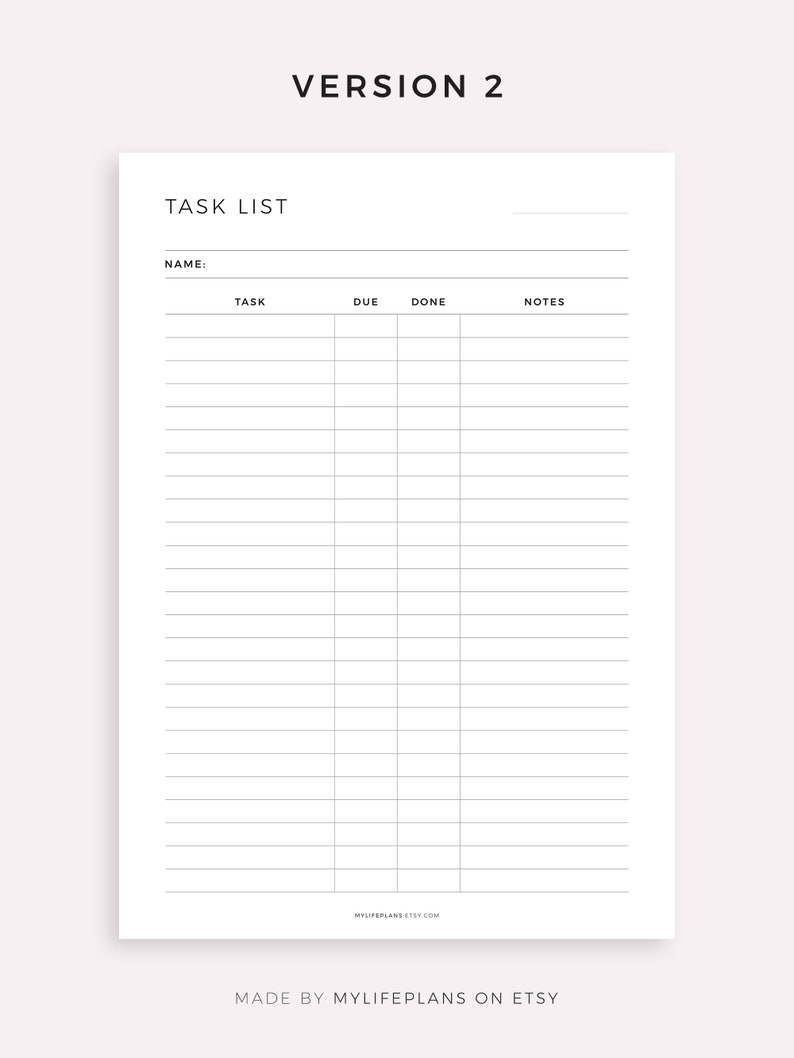 Employee Task List Printable Assignment Sheet Task - Etsy UK