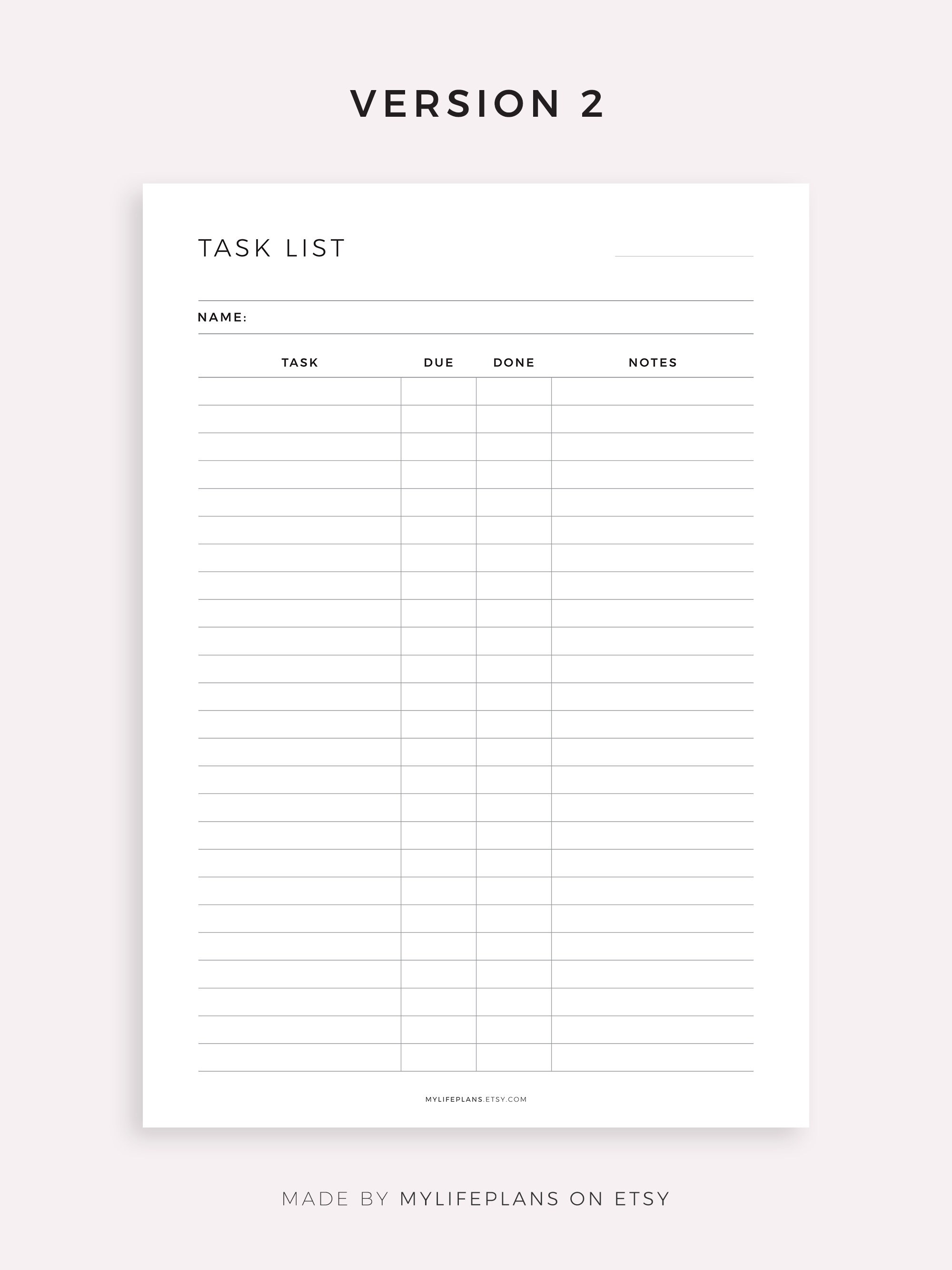 Employee Task List Printable Assignment Sheet Task - Etsy UK