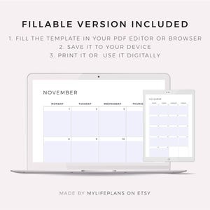 2027 Monthly Planner Printable, Dated Month on 2 Pages, 2027 Calendar ...
