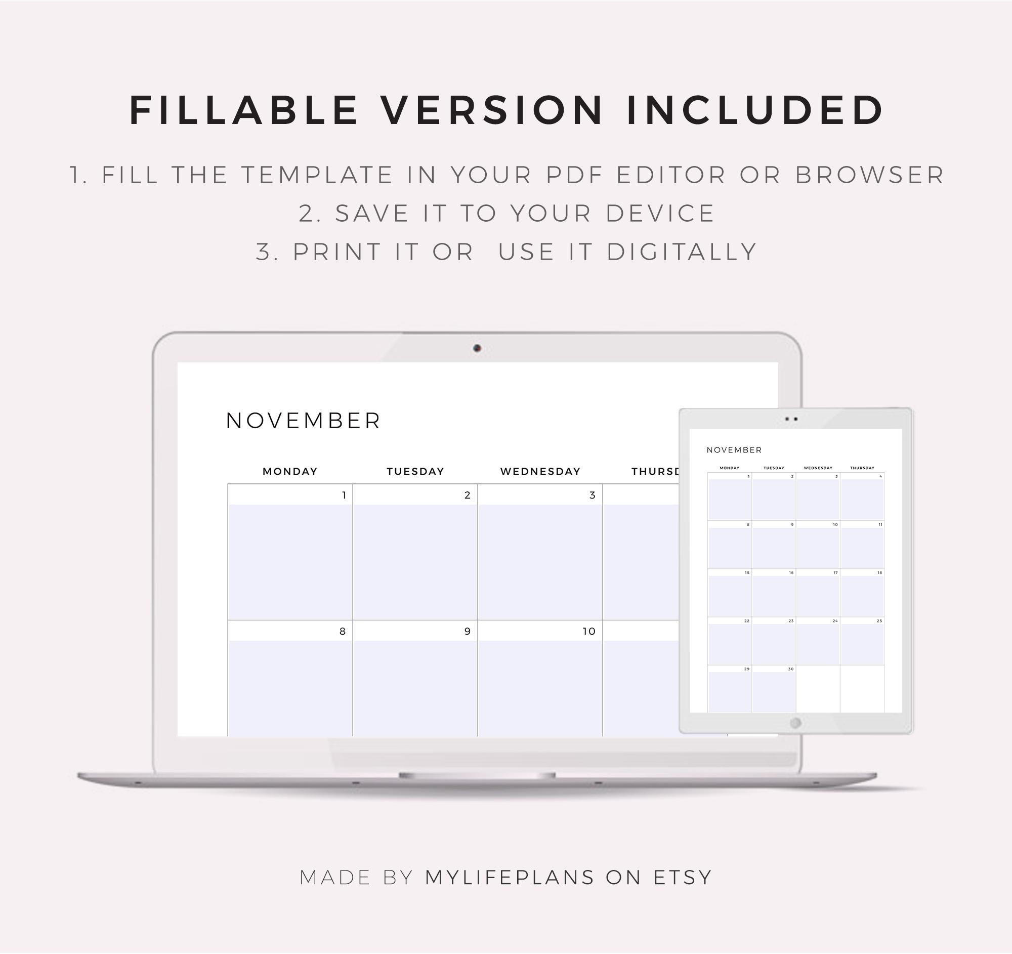 2027 Monthly Planner Printable, Dated Month on 2 Pages, 2027 Calendar ...