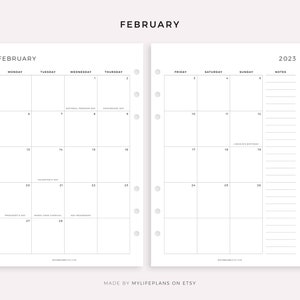 2023 Monthly Calendar With Holidays on 2 Pages, Printable Calendar ...
