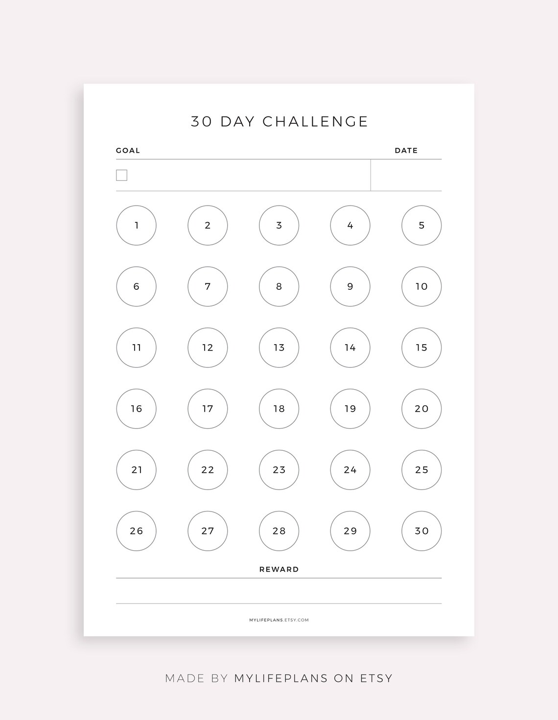 30 Day Challenge, Goal Setting, Progress Tracker, Habit Forming, A4/a5 ...