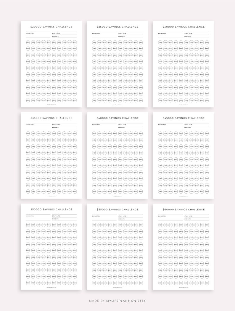 Money Saving Challenges Printable & Fillable PDF Savings - Etsy