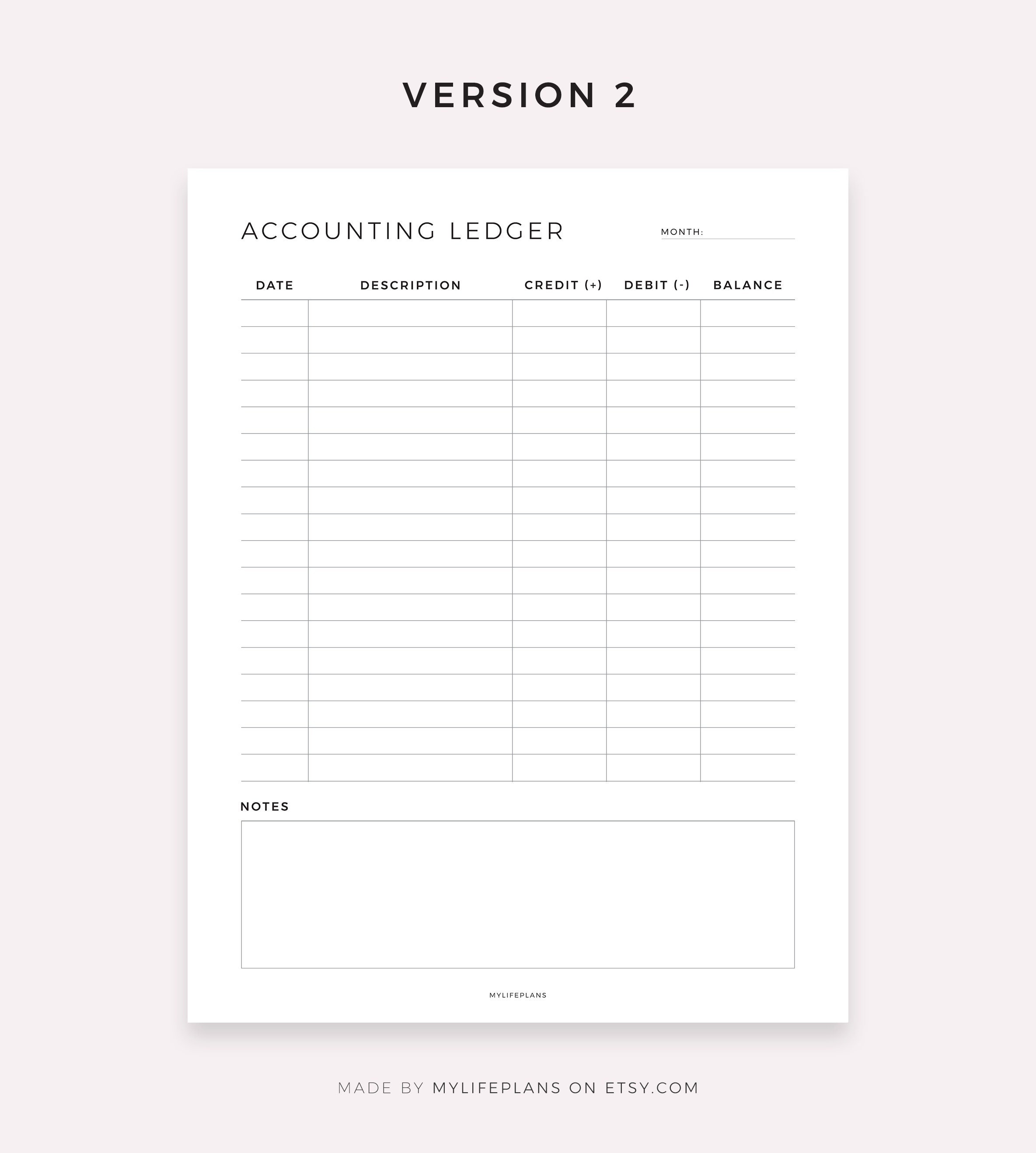 Accounting Ledger, Small Business Bookkeeping, Log for Credit and ...