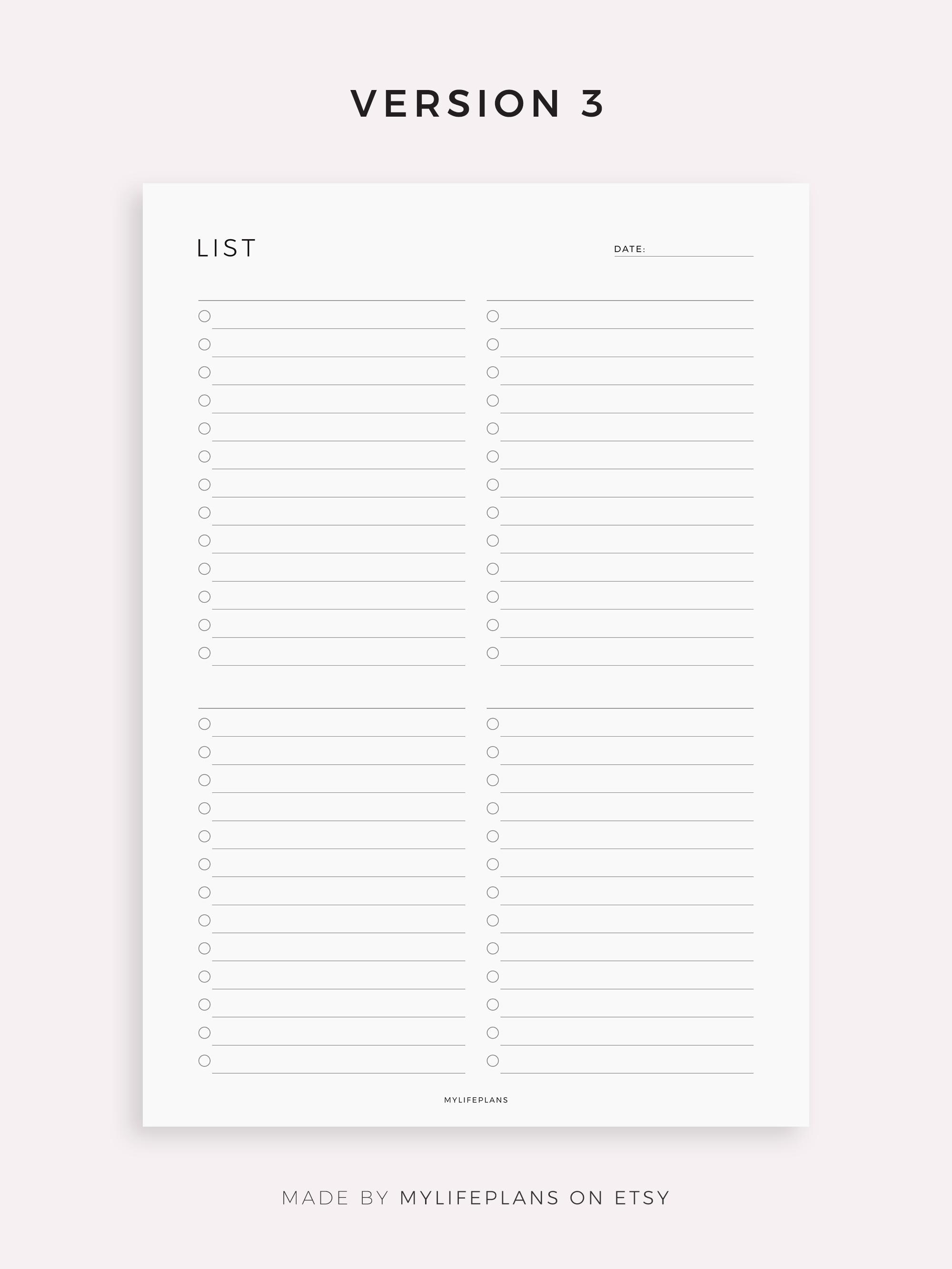 Blank Checklist Template for Supernote A5X2/A5X/A5/A6X2/A6X/A6, Instant ...