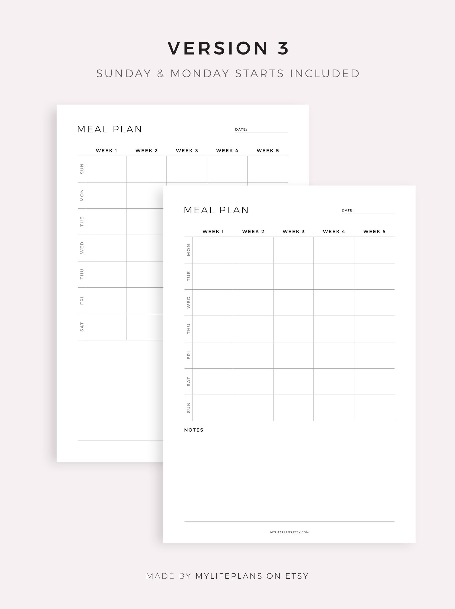 Monthly Meal Planner Printable, 30 Day Menu Planner, Food Planner ...