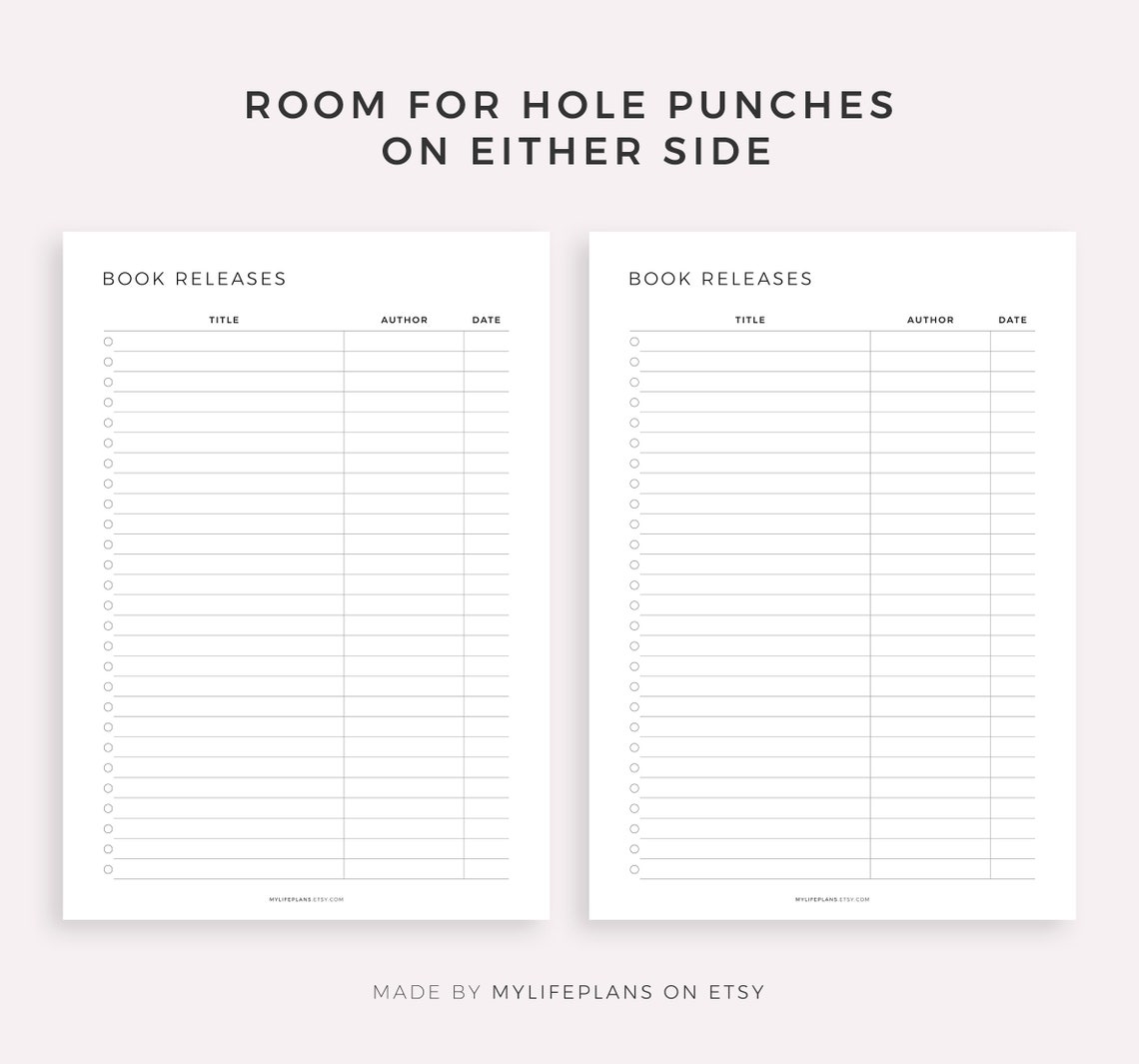 New Book Releases Tracker Printable, Books to Buy Reminder, Upcoming ...