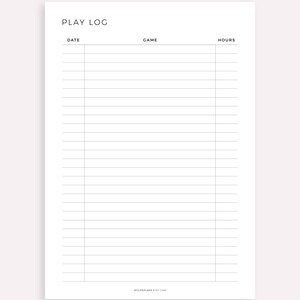 Video Game Hours Played Tracker Printable & Fillable PDF - Etsy