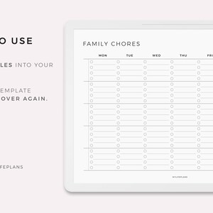 Family Chore Chart for Supernote A5X2/A5X/A5/A6X2/A6X, Landscape ...
