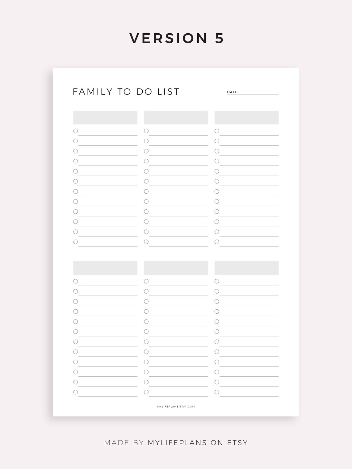 Family to Do List Printable Template, Tasks for Family Members, Family ...