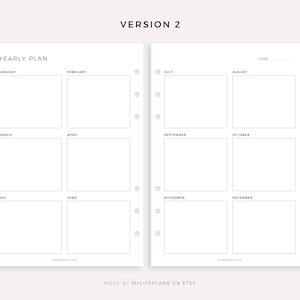 Year at a Glance, Two Page Yearly Planner Printable, 12 Month Overview ...