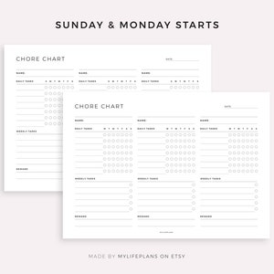 Chore Chart for 3 Kids / Adults, Digital Planner for Goodnotes ...