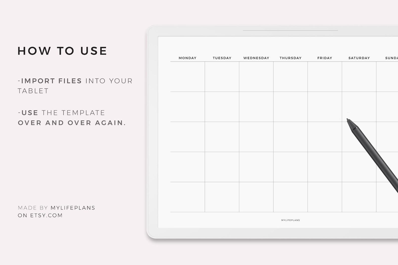 Blank Monthly Calendar for Supernote A5X2/A5X/A5/A6X2/A6X/A6, Instant ...