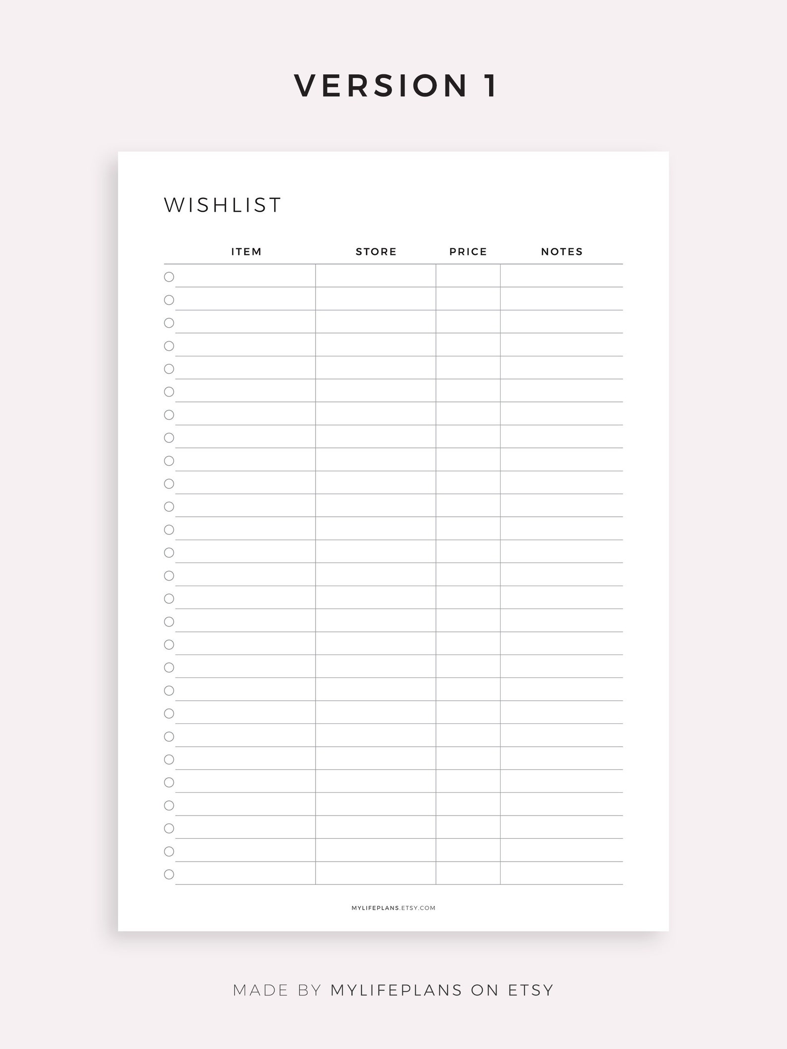 Simple Wishlist Page Printable & Fillable, Holiday Wishlist Template ...