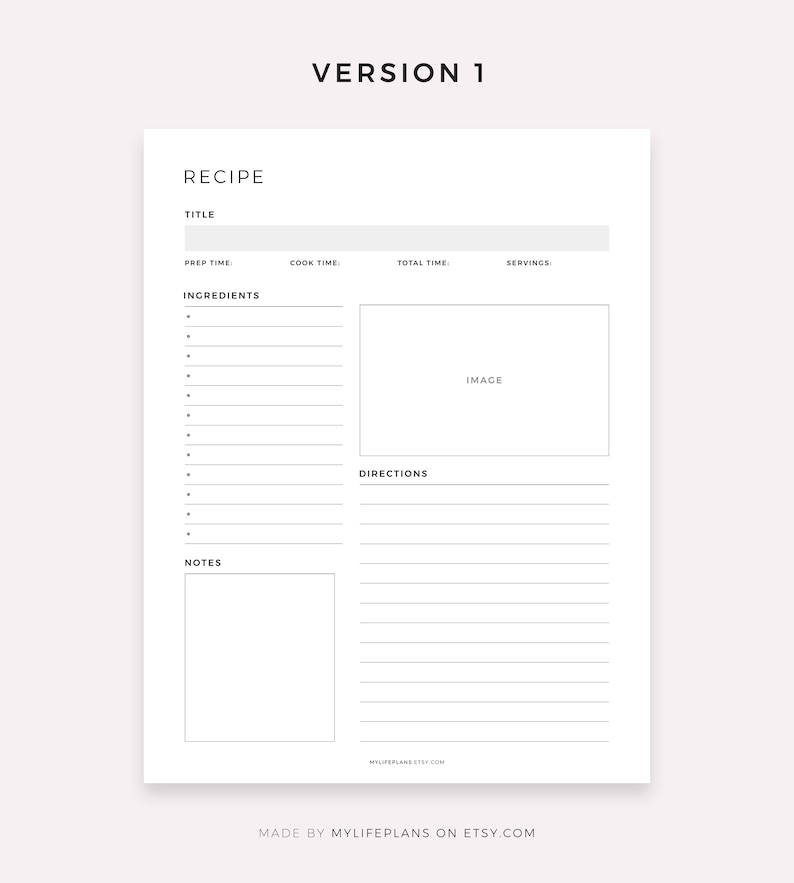 Digital Recipe Book Template, Blank Recipe Page, Cook Book Journal ...