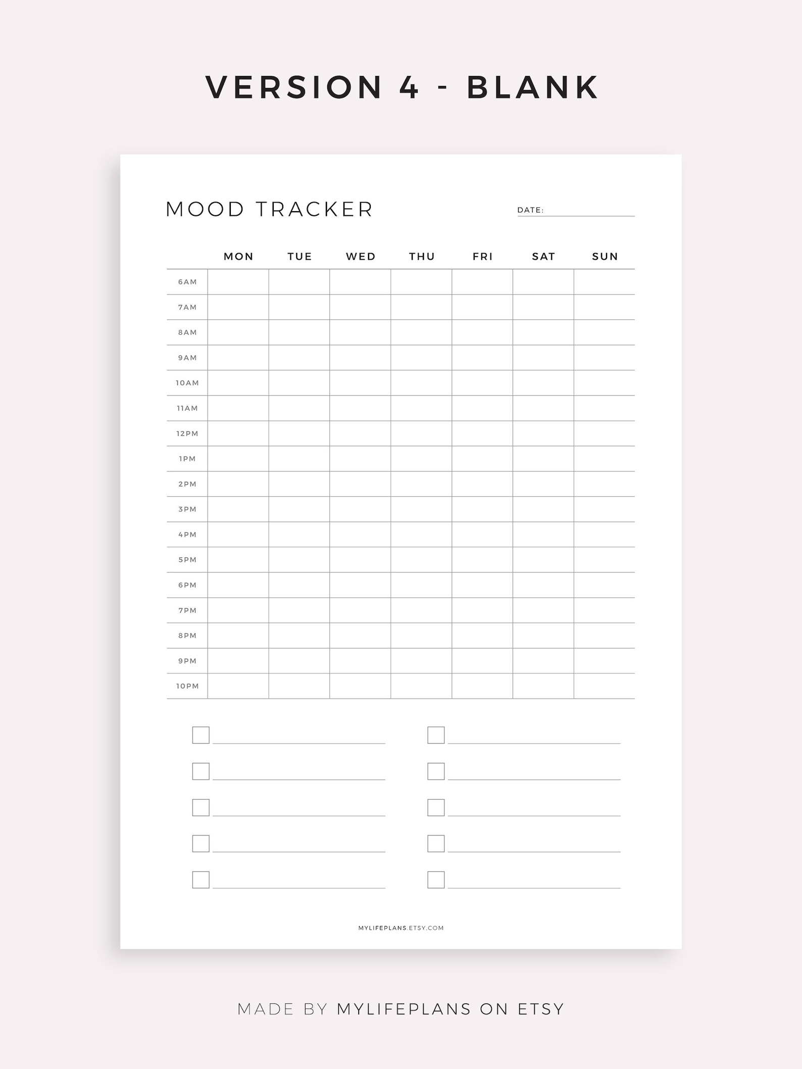 Hourly Mood Tracker Printable, Weekly Mood Journal, Emotion Tracker ...