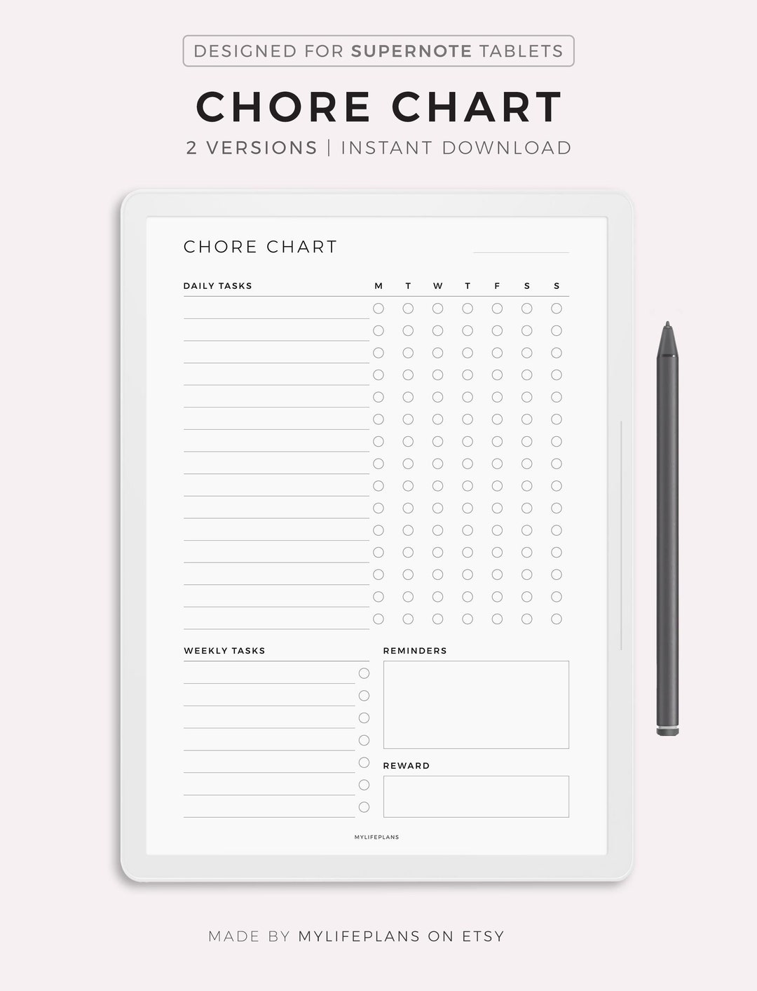 Chore Chart for Kids and Adults, Responsibilities Chart, Compatible ...