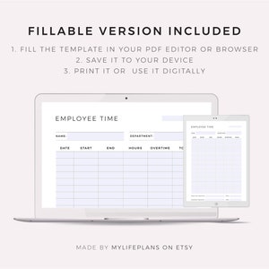 Employee Time Tracker Printable, Working Hours Tracker, Work Time Log ...