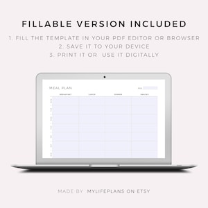 Weekly Meal Planning Printable Landscape, 7 Day Menu Planner, Meal Prep ...