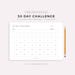 30 Day Challenge Printable Landscape, Goal Setting, Progress Tracker ...