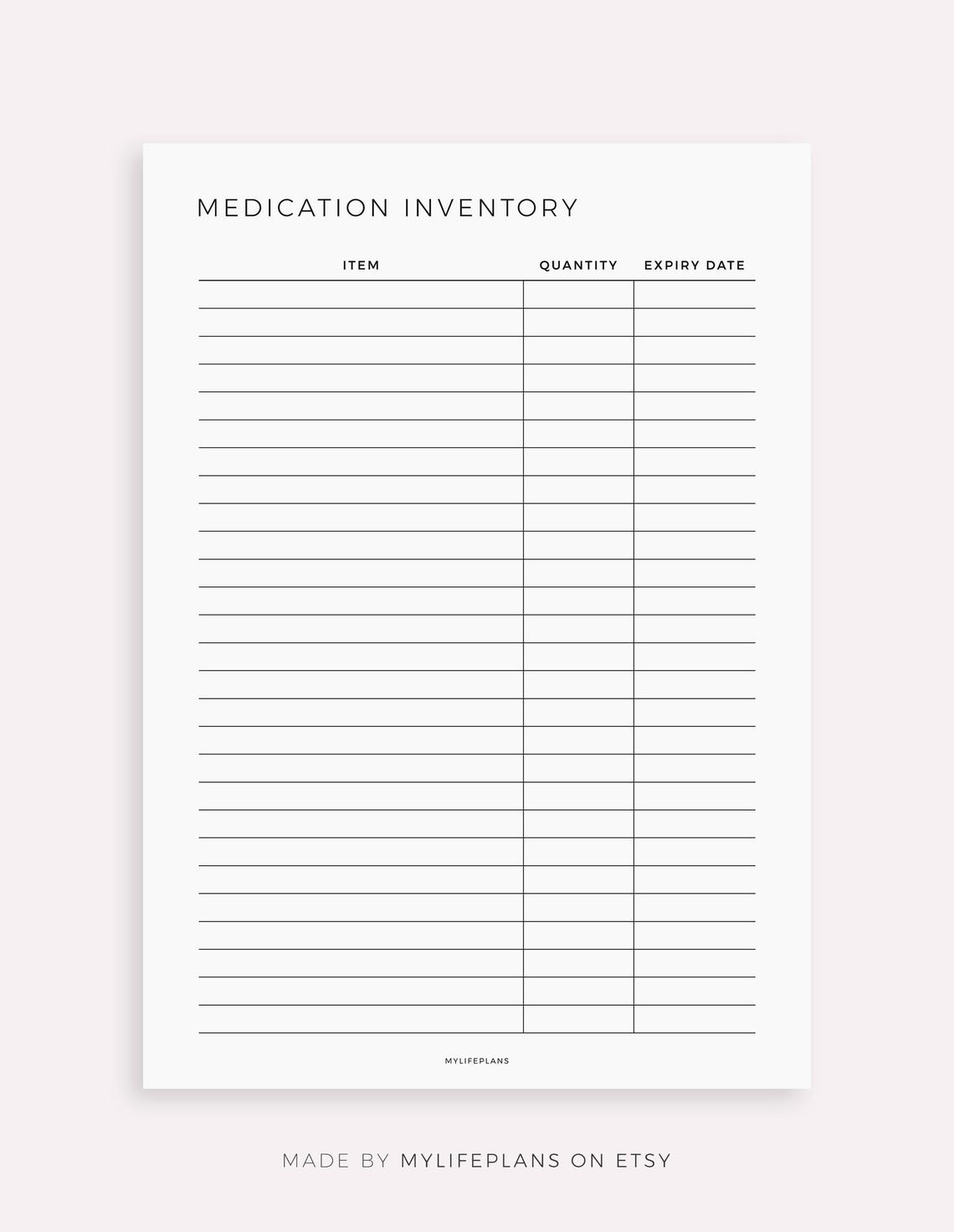 Medication Inventory Template for Remarkable Paper Pro, Instant ...