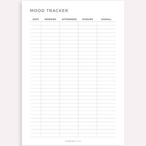 Simple Mood Tracker Printable, Daily Mood Journal, Emotion Tracker ...