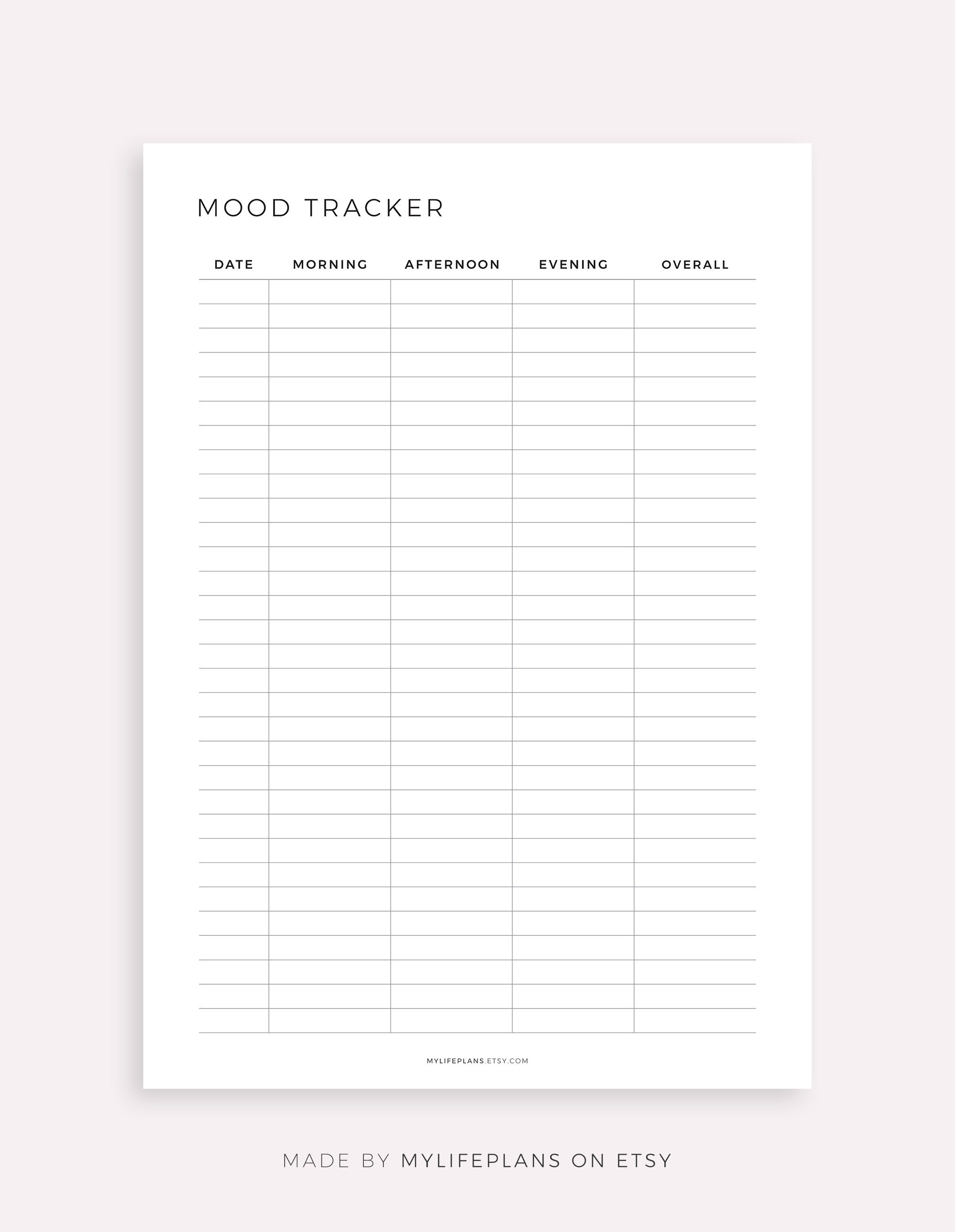 Simple Mood Tracker Printable Daily Mood Journal Emotion - Etsy UK