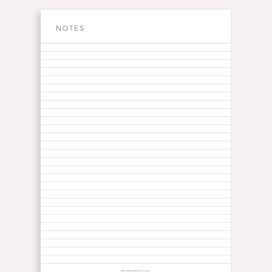 Notes Page Printable, Lined Notes Template, Note Taking, Writing Paper ...