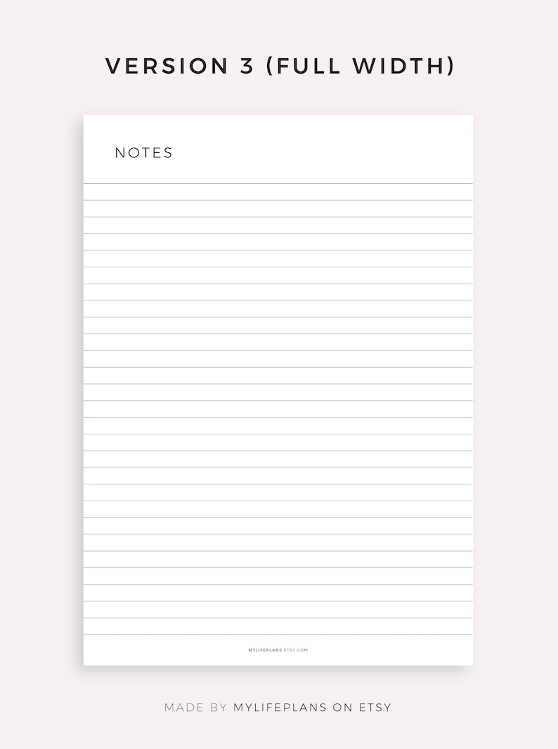 Notes Page Printable Lined Notes Template Note Taking - Etsy
