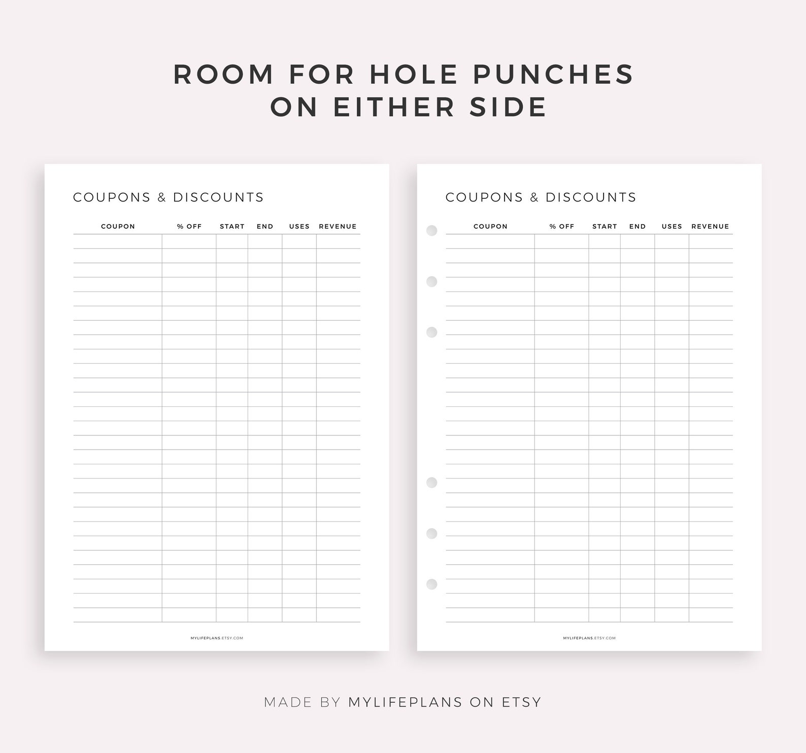 Online Shop Coupon & Discounts Tracker Printable, Business Coupon ...