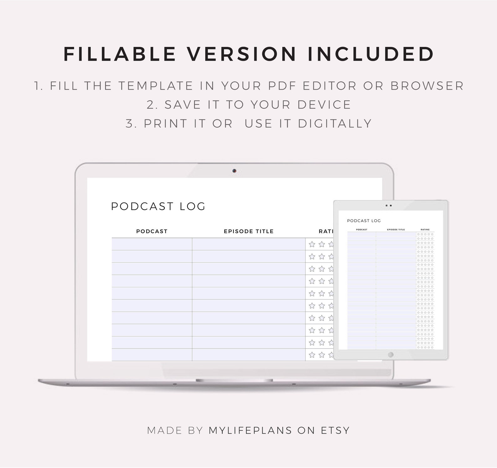 Podcast Log Printable, Podcast Episode Tracker, Podcast Template, A4/a5 ...