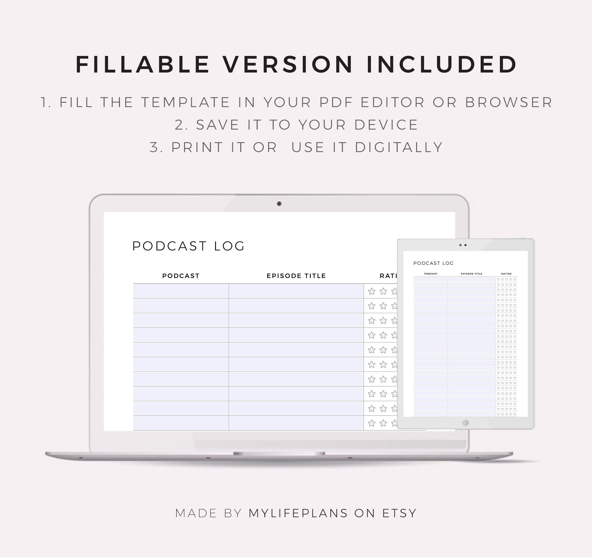 Podcast Log Printable, Podcast Episode Tracker, Podcast Template, A4/a5 ...
