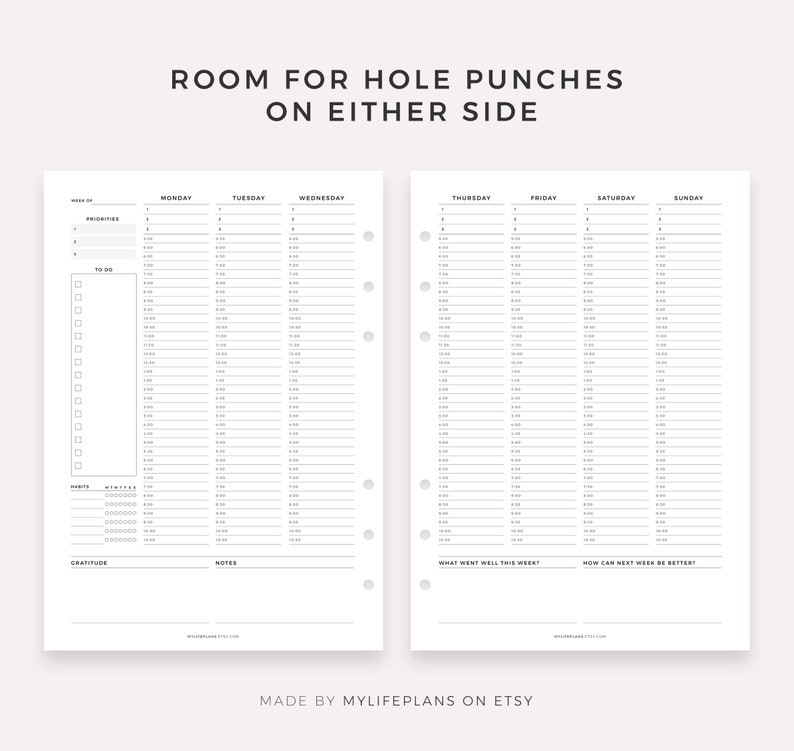 Weekly Planner Inserts Bundle Printable Monday & Sunday - Etsy