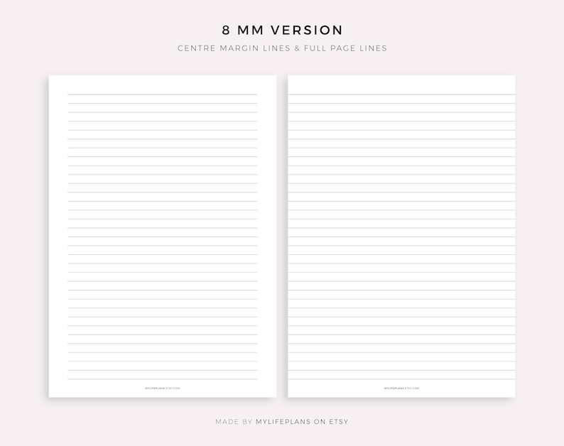Lined Paper Different Spacing 6mm 8mm 10mm 12mm 14mm | Etsy