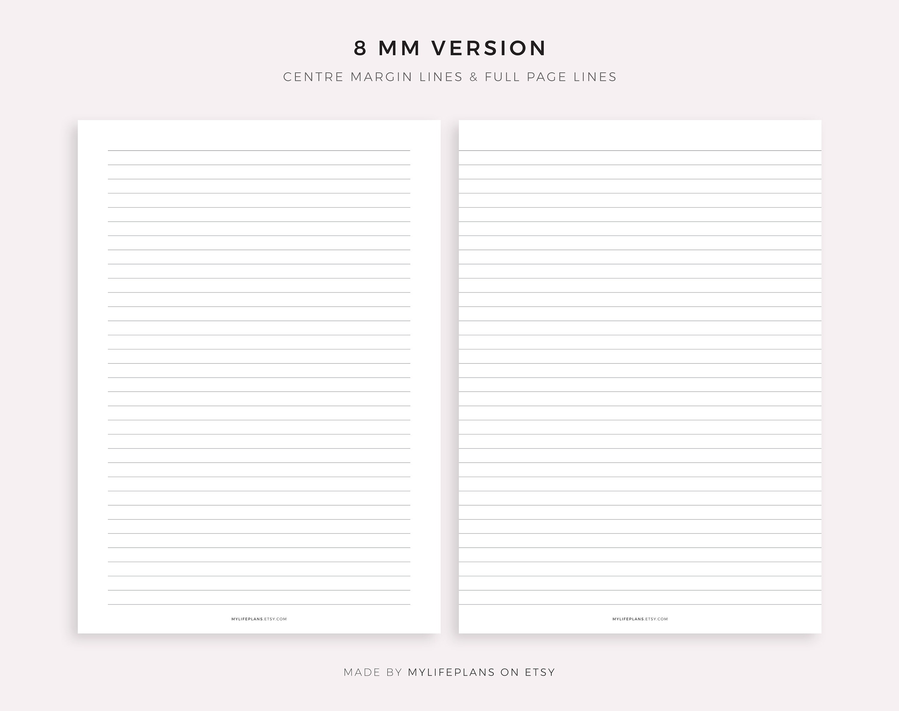 Lined Paper Different Spacing 6mm 8mm 10mm 12mm 14mm - Etsy