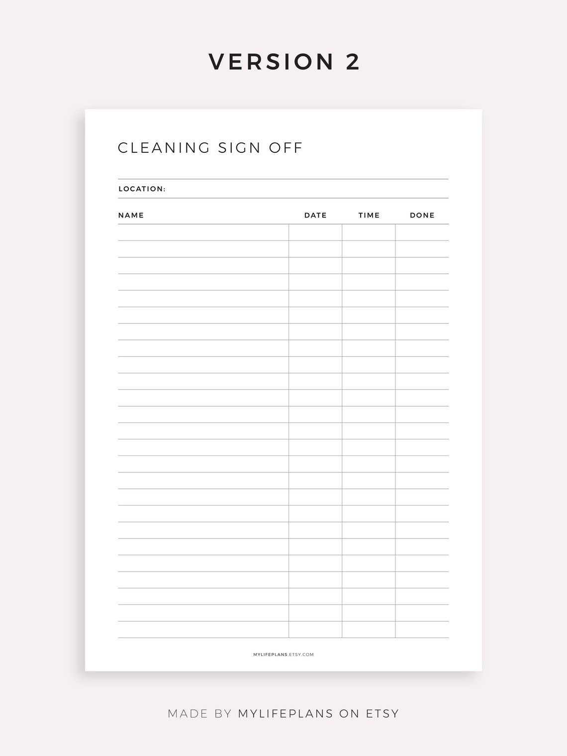 Cleaning Sign off Sheet Printable Restroom Cleaning Bathroom - Etsy
