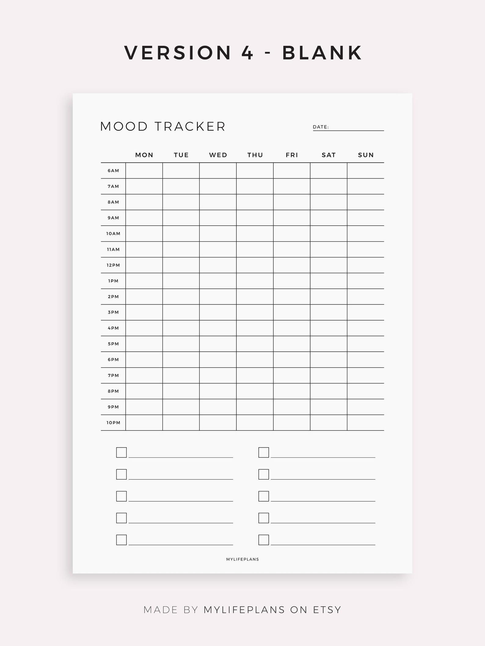 Hourly Mood Tracker for Remarkable Paper Pro, Weekly Mood Journal ...