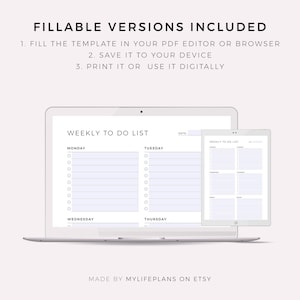 Five Day Week to Do List Printable, Minimal Weekly Planner Template ...