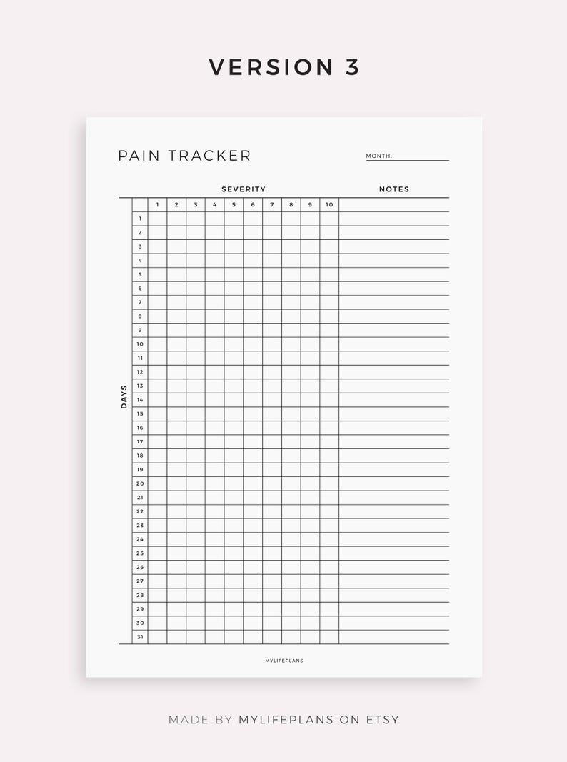 Monthly Pain Tracker for Remarkable Paper Pro, Instant Download - Etsy