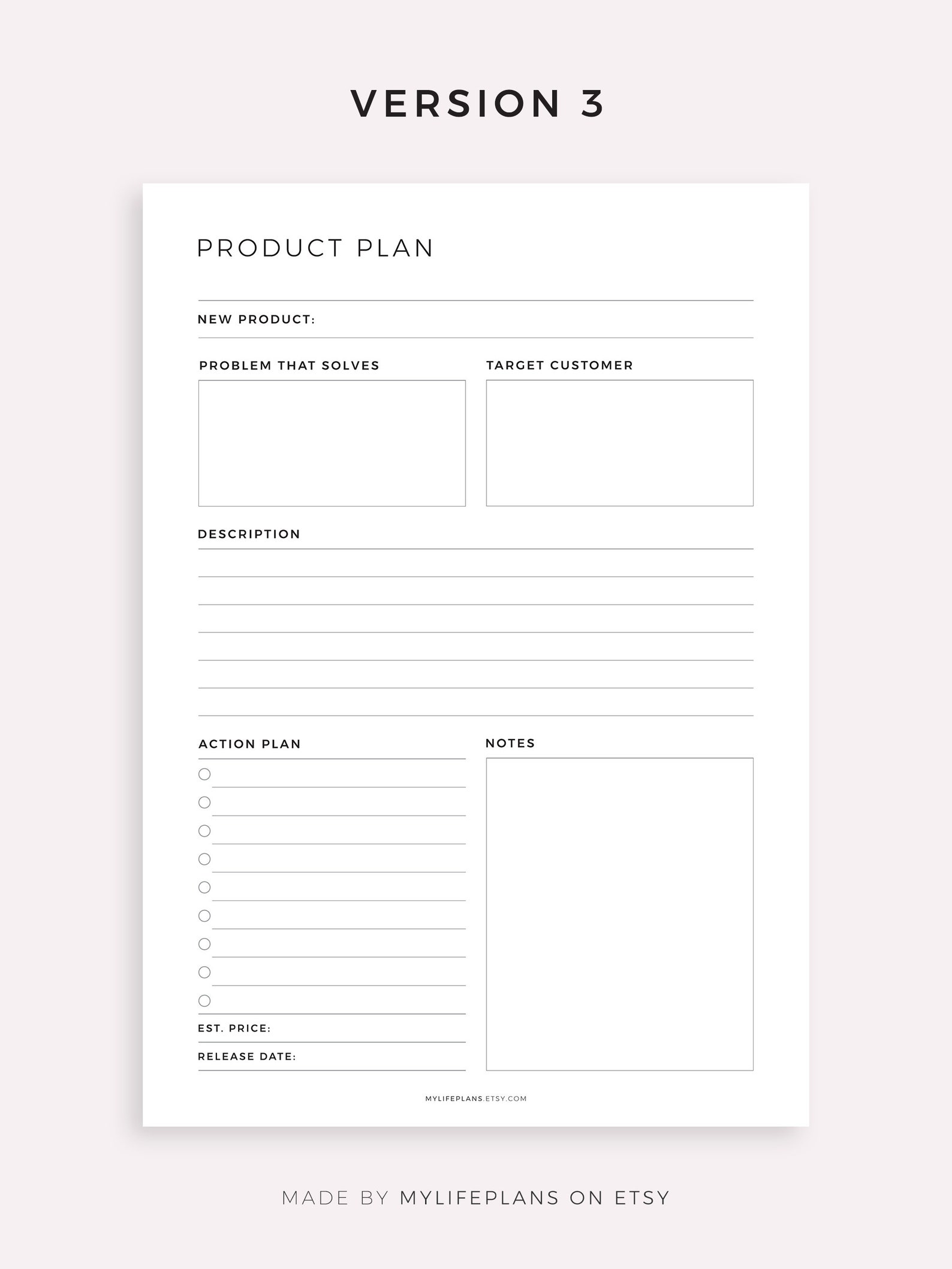 New Product Planner Printable, Product Development, Product Launch ...