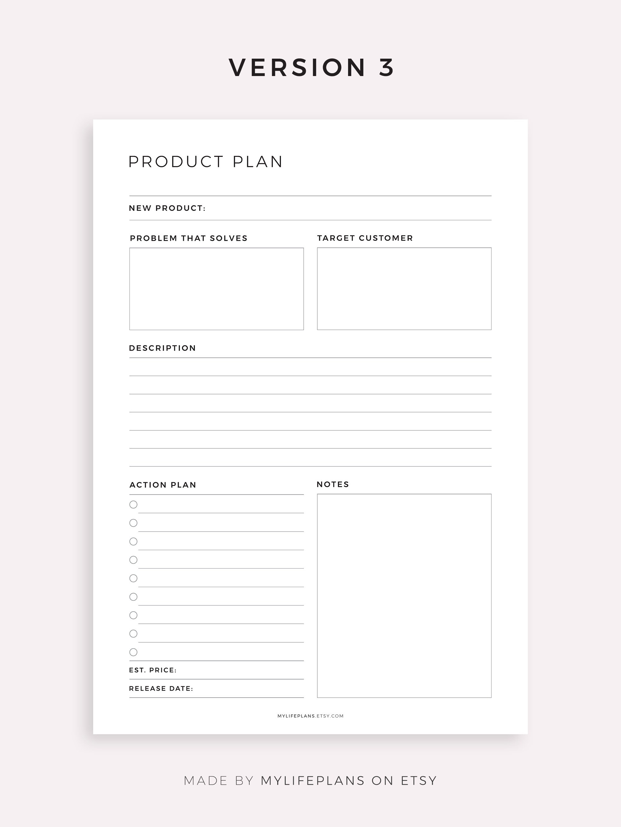 New Product Planner Printable, Product Development, Product Launch ...