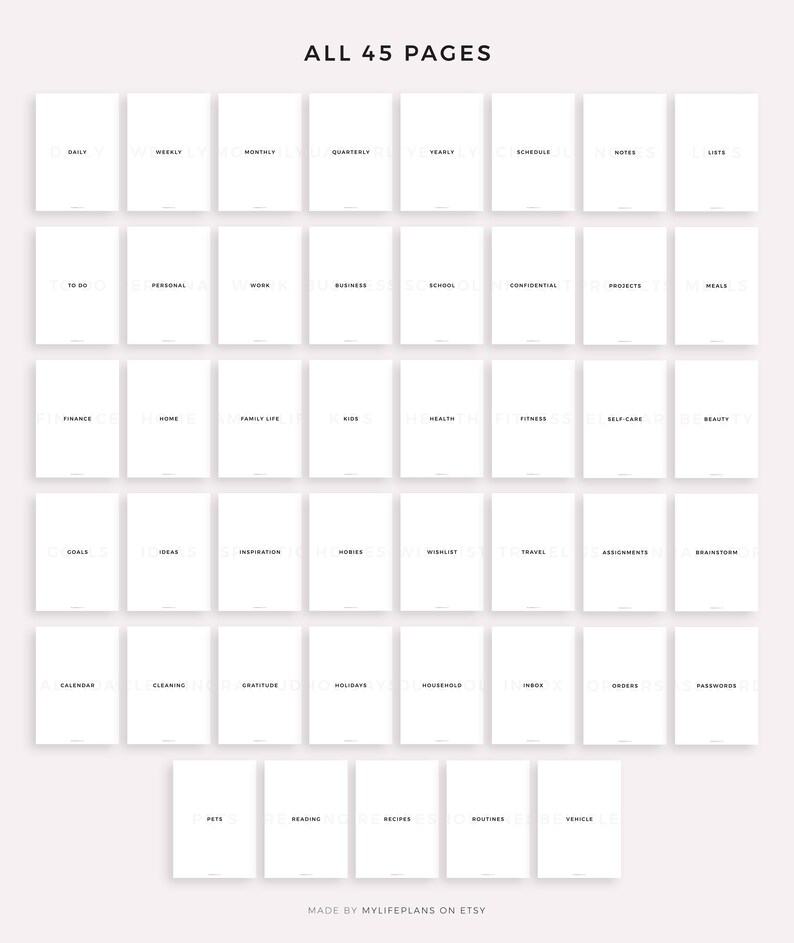 Planner Section Dashboards Printable Minimalist Divider - Etsy