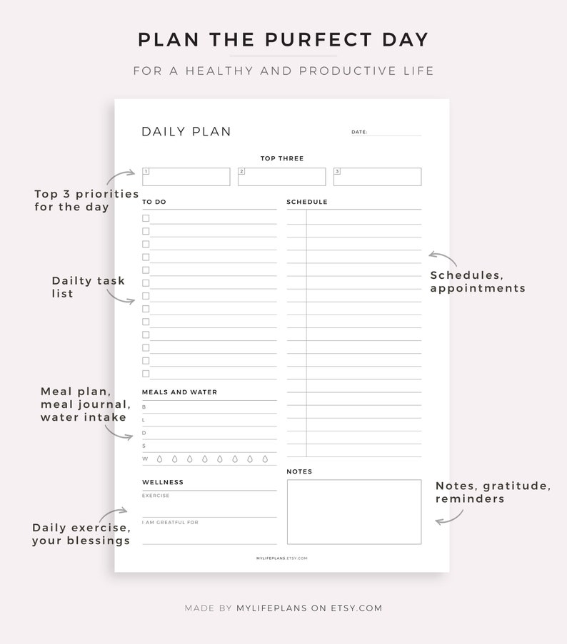 Daily Schedule Printable Daily Planner Fillable Daily to Do | Etsy